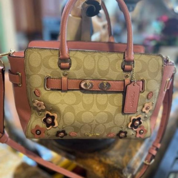 Coach | Bags | Rare Coach Purse Bag Satchel With Attached Flowers ...